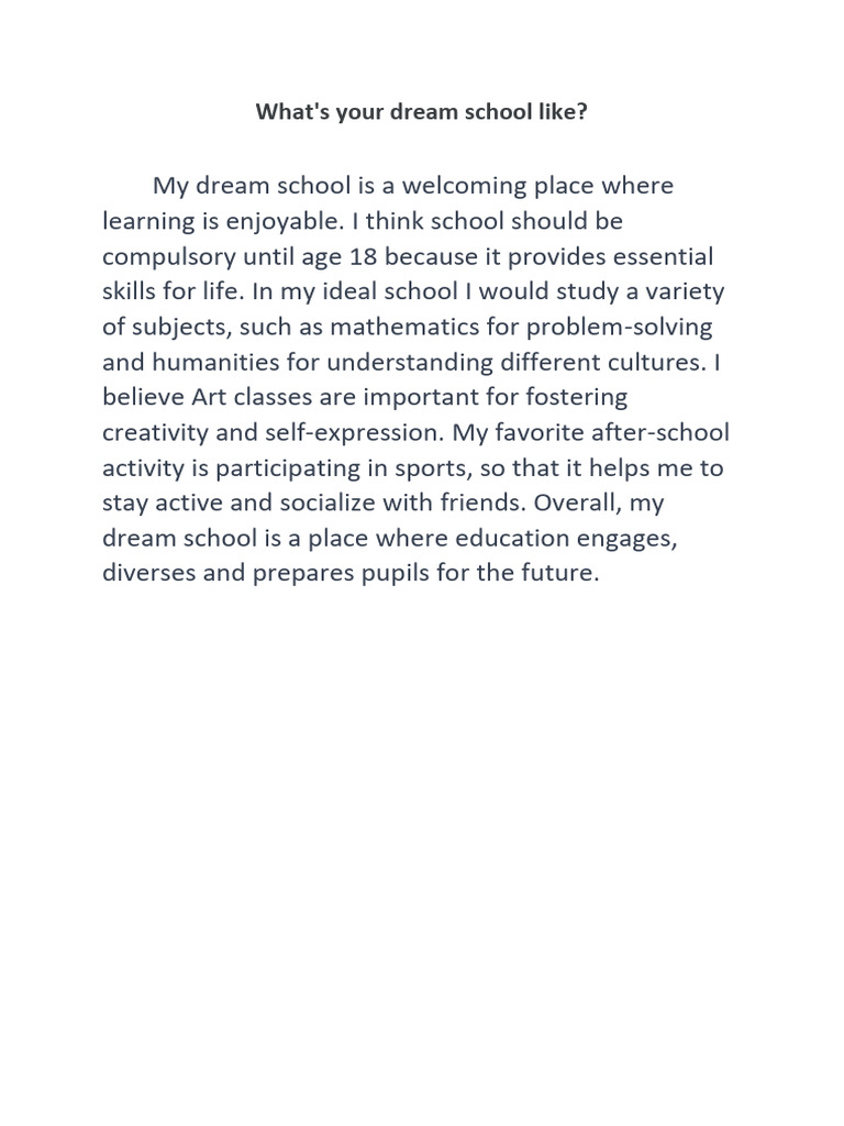 What's Your Dream School Like | PDF