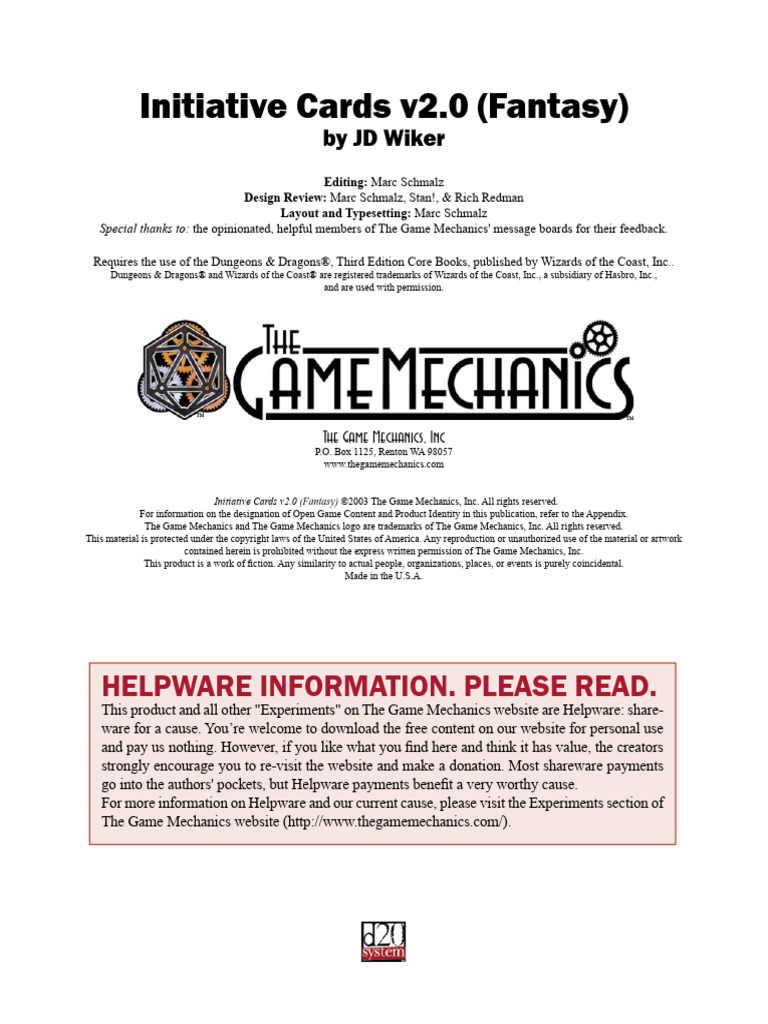 TGM Initiative Cards Intro | PDF | License | Copyright