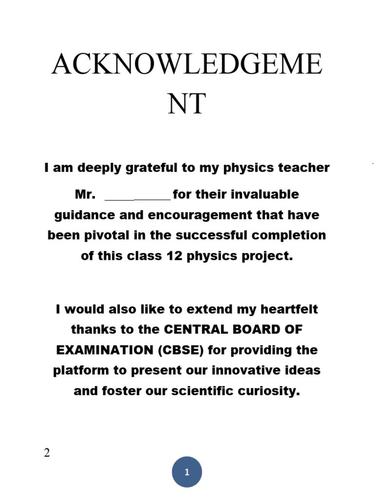 Acknowledgement of Physics | PDF