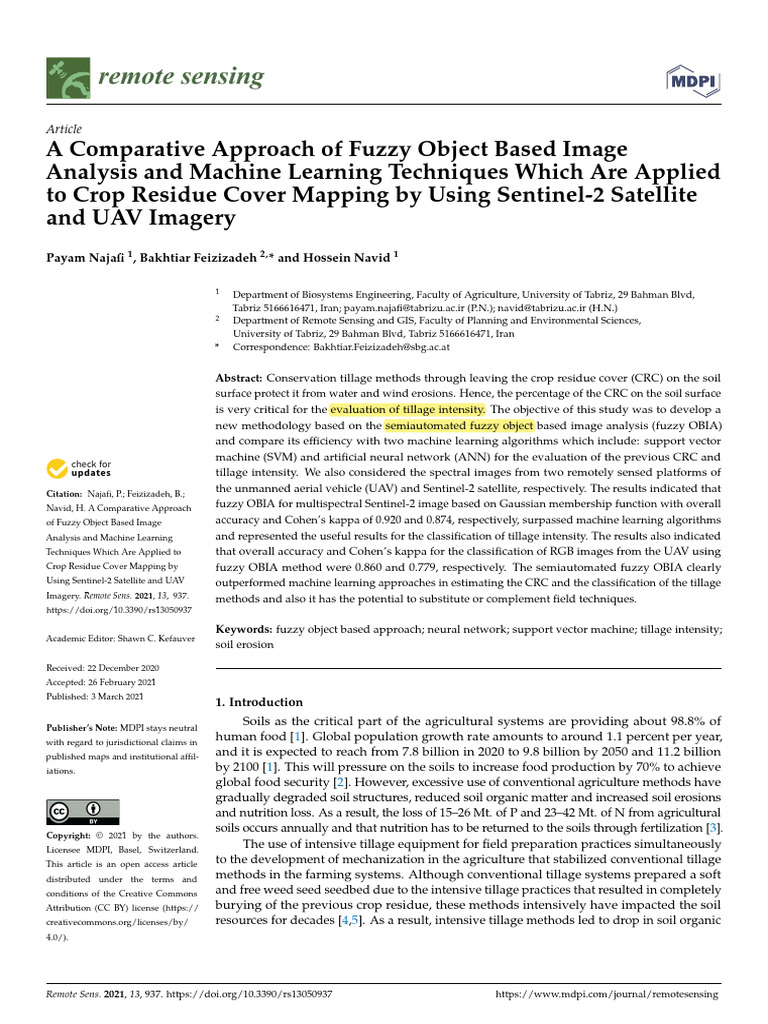 A Comparative Approach Of Fuzzy Object Based Image Pdf Image Segmentation Agriculture