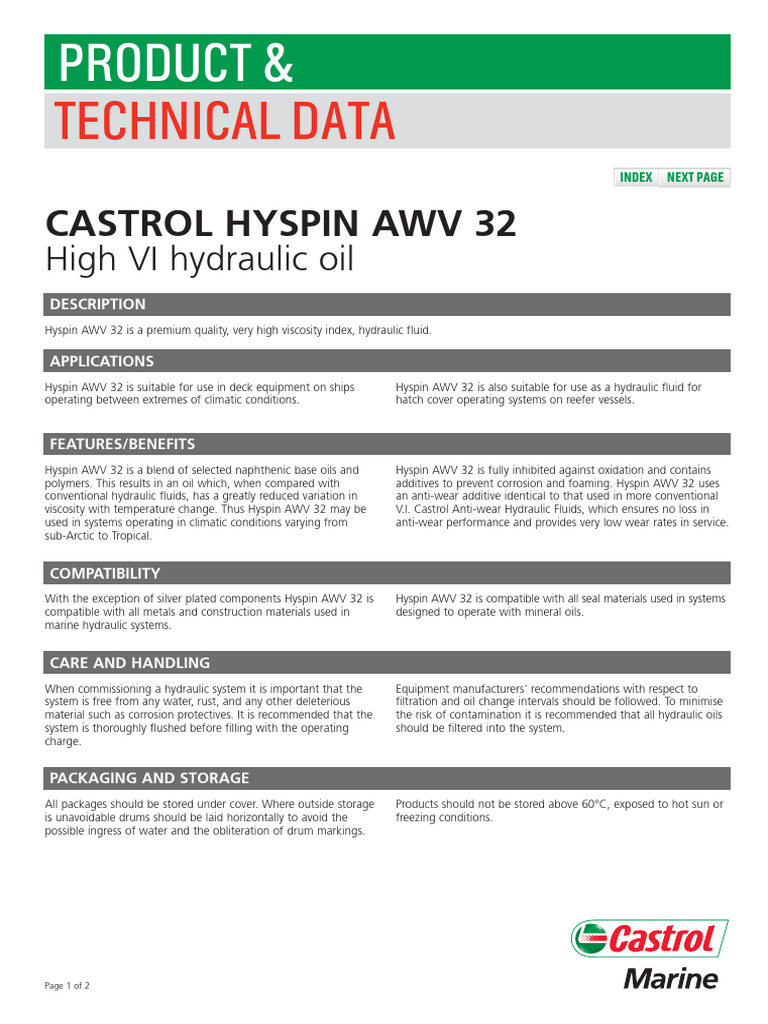Hyspin Awv 32 | PDF | Viscosity | Motor Oil