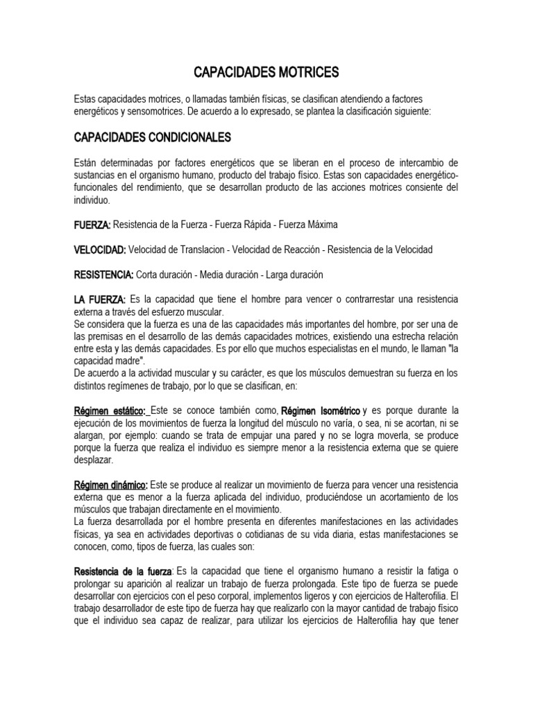 Capacidades Motrices | Descargar gratis PDF | Músculo esquelético ...