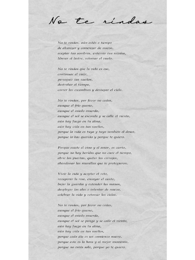 No te rindas - poema | PDF