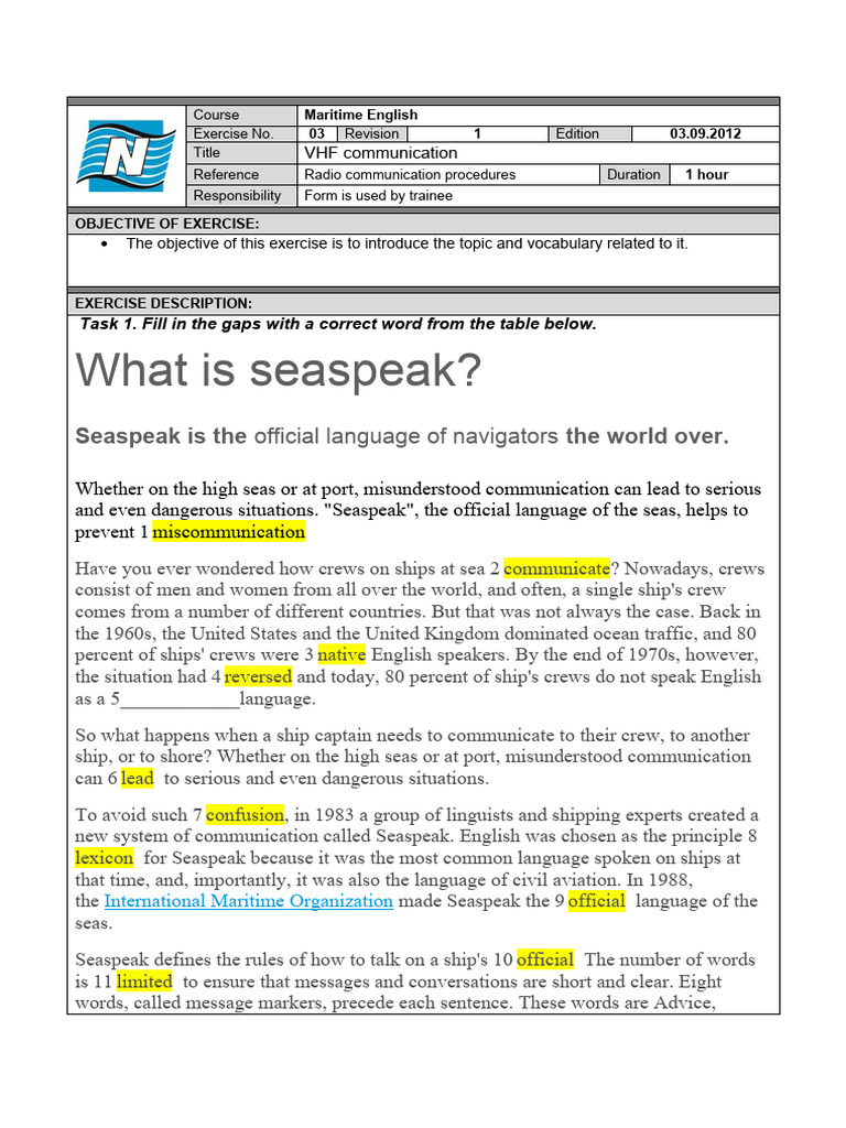 7.4 VHF Communication (Seaspeak) | PDF | English Language | Communication