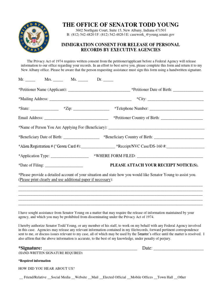 Immigration Records Release Consent Form | PDF | Justice | Crime & Violence
