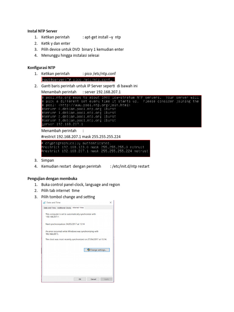 Cara Instal dan Konfigurasi NTP Server | PDF | Komputer | Teknologi ...