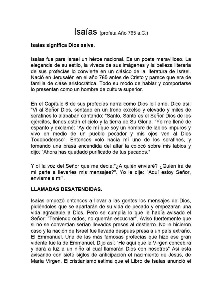 Isaías: Profeta y Mensajero de Dios | PDF | Libro de Isaías | Profecía
