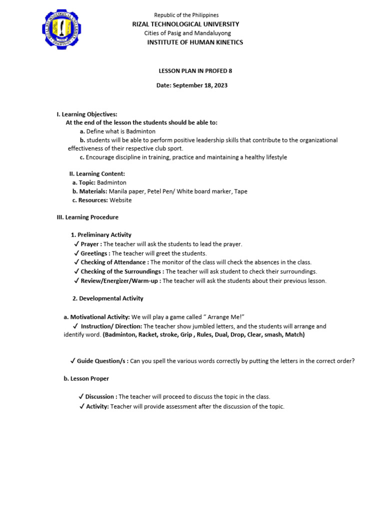 LESSON PLAN (GROUP 4) Reviseee | PDF | Cognitive Science | Behavior Modification