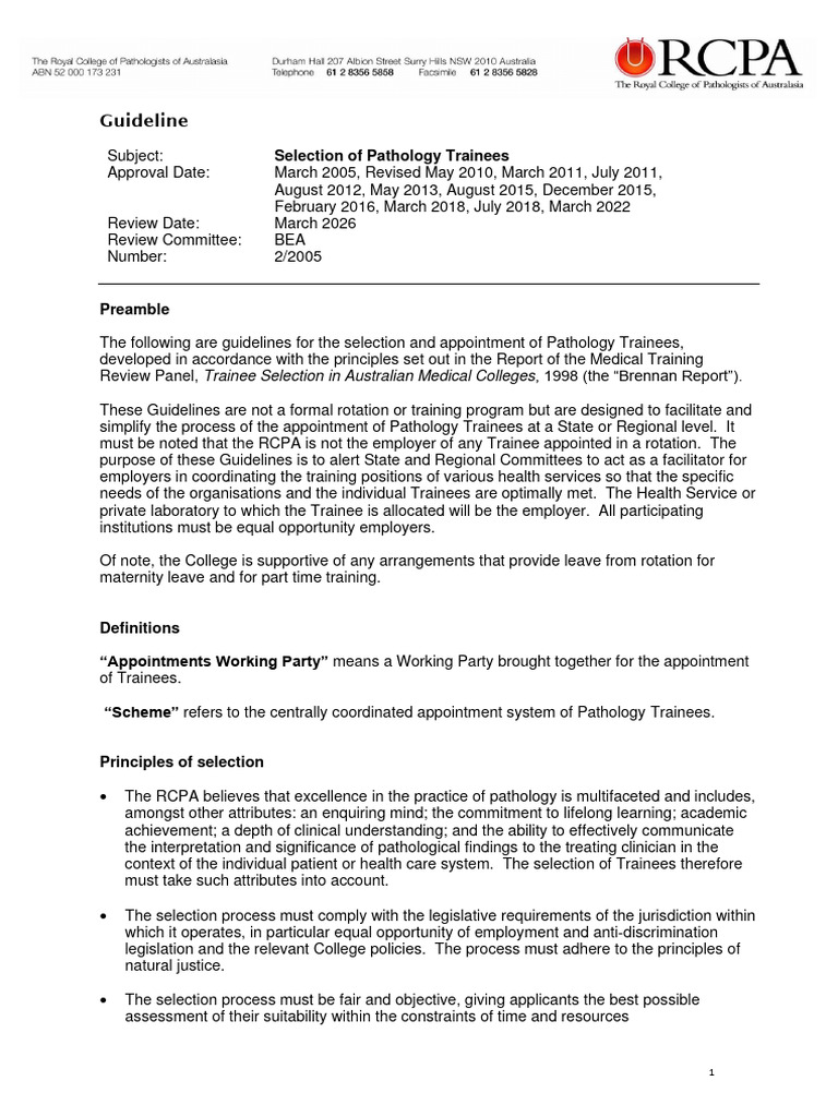 Selection of Pathology - Trainees | PDF | Health Care