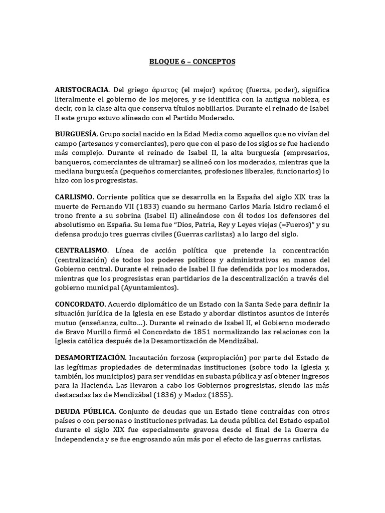 BLOQUE 6 conceptos | PDF | Gobierno | España