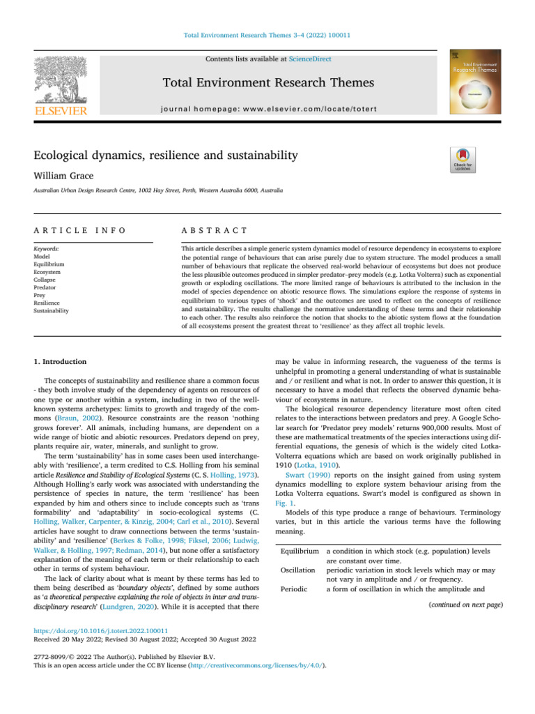 Ecological Dynamics, Resilience and Sustainability | PDF | Ecology | Damping
