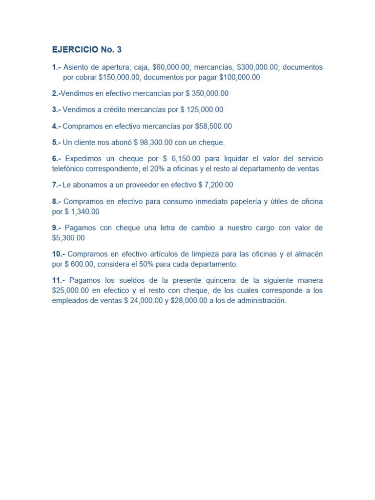 Ejercicios de Esquema de Mayor | PDF