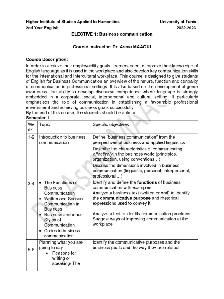 2nd Year Business Communication 2022 2023 | PDF | Communication | Nonverbal Communication