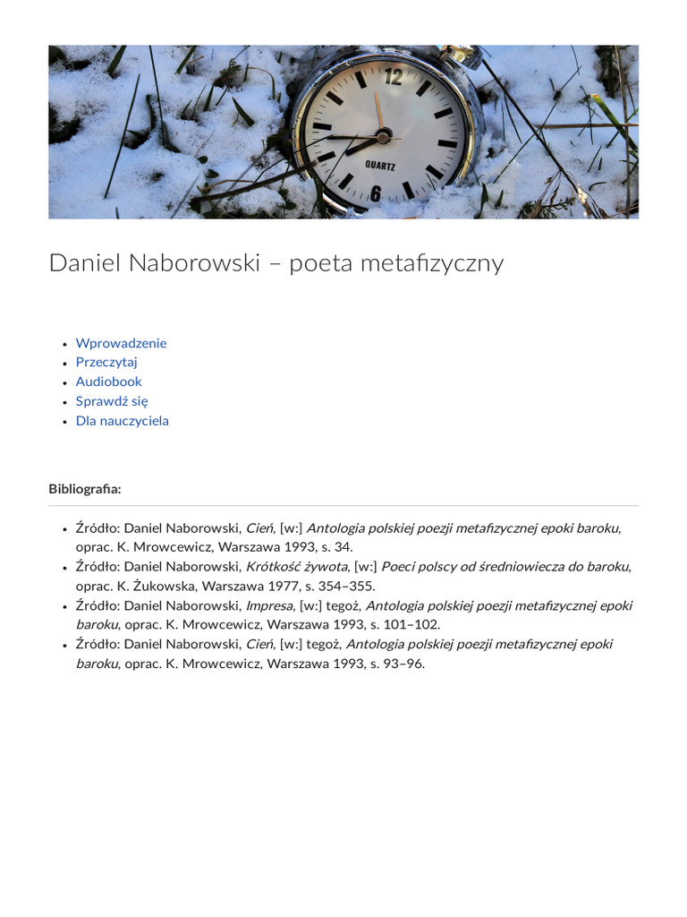 Daniel Naborowski - Poeta Metafi | PDF