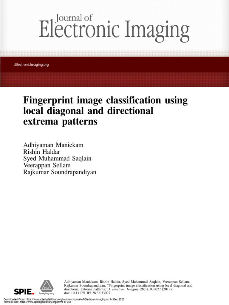 Fingerprint Image Classification Using Local Diagonal and Directional Extrema Patterns | PDF ...