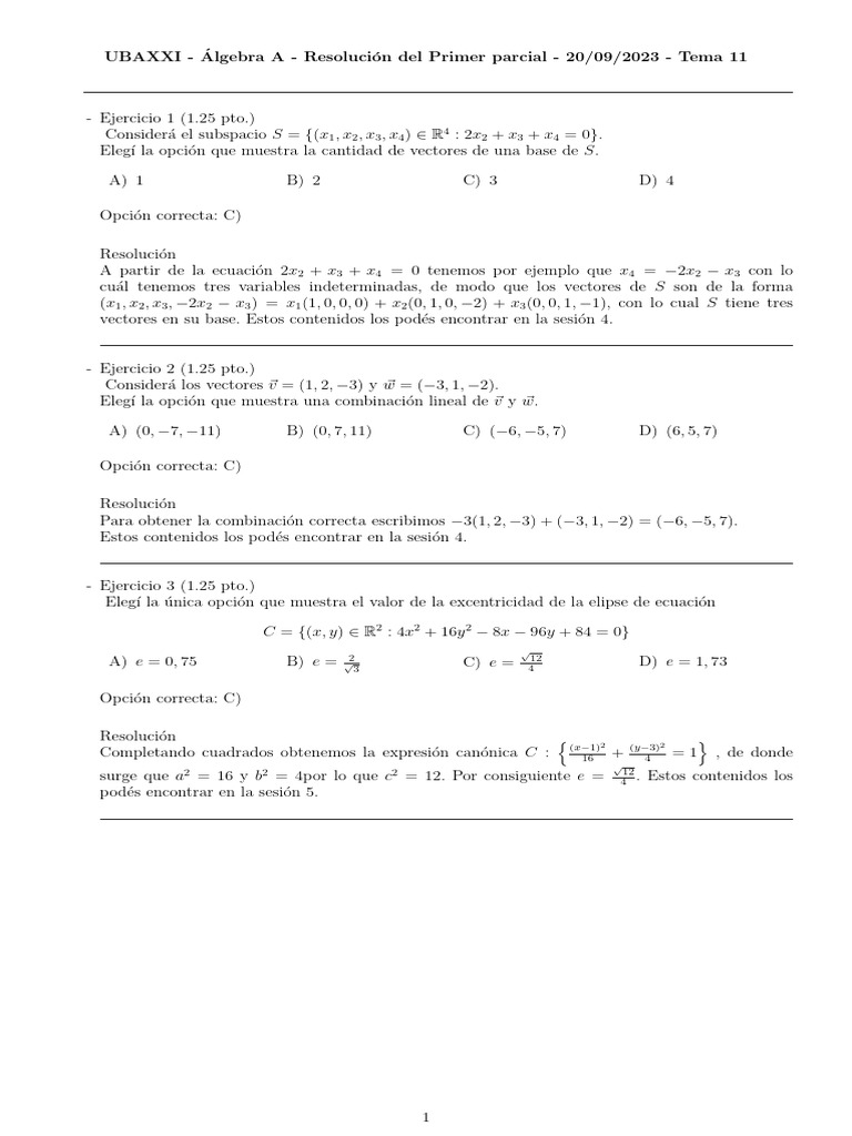 2023 2C 1P T11 Resuelto | PDF | Conceptos matemáticos | Euclides