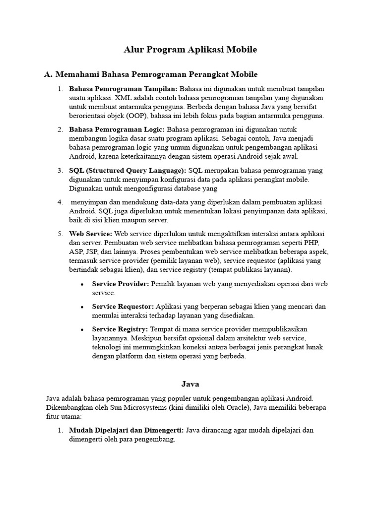 Ringkasan Alur Program Aplikasi Mobile | PDF