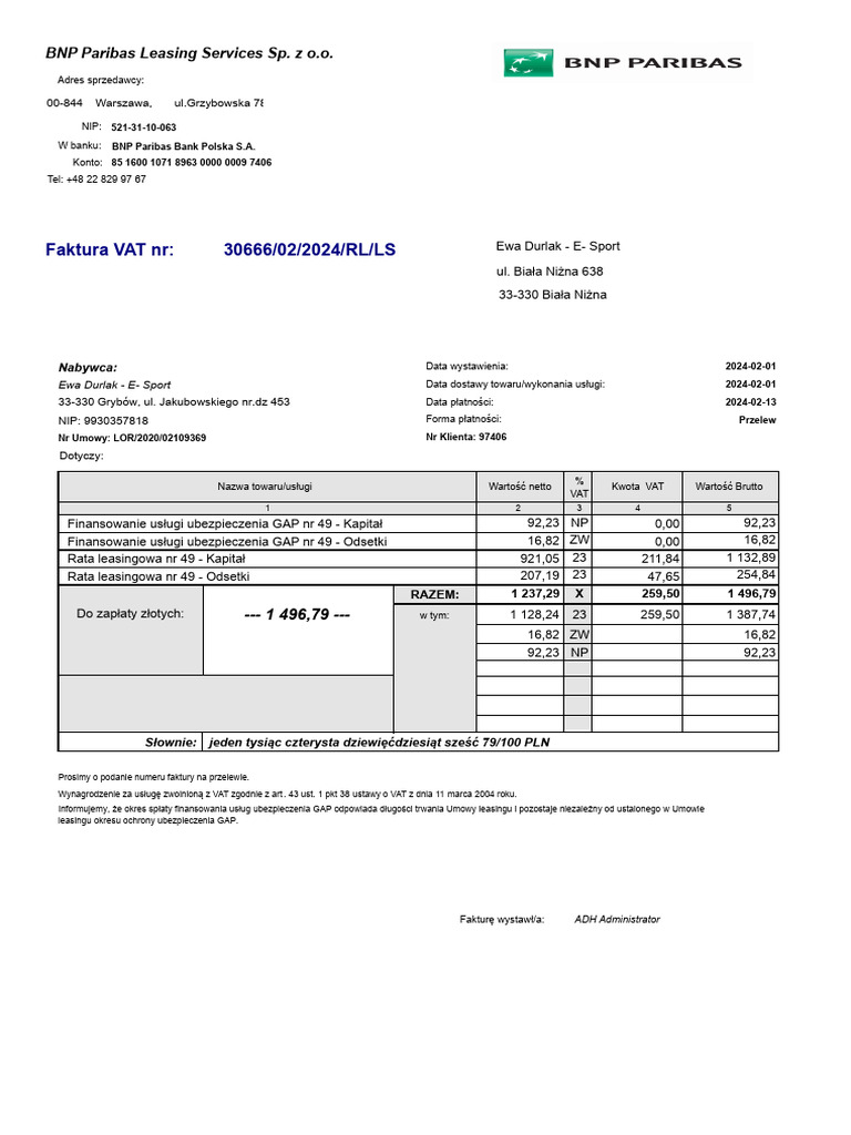 02 2024 RL Ls RHDP Faktura Vat Blso Y94 - RHDP | PDF