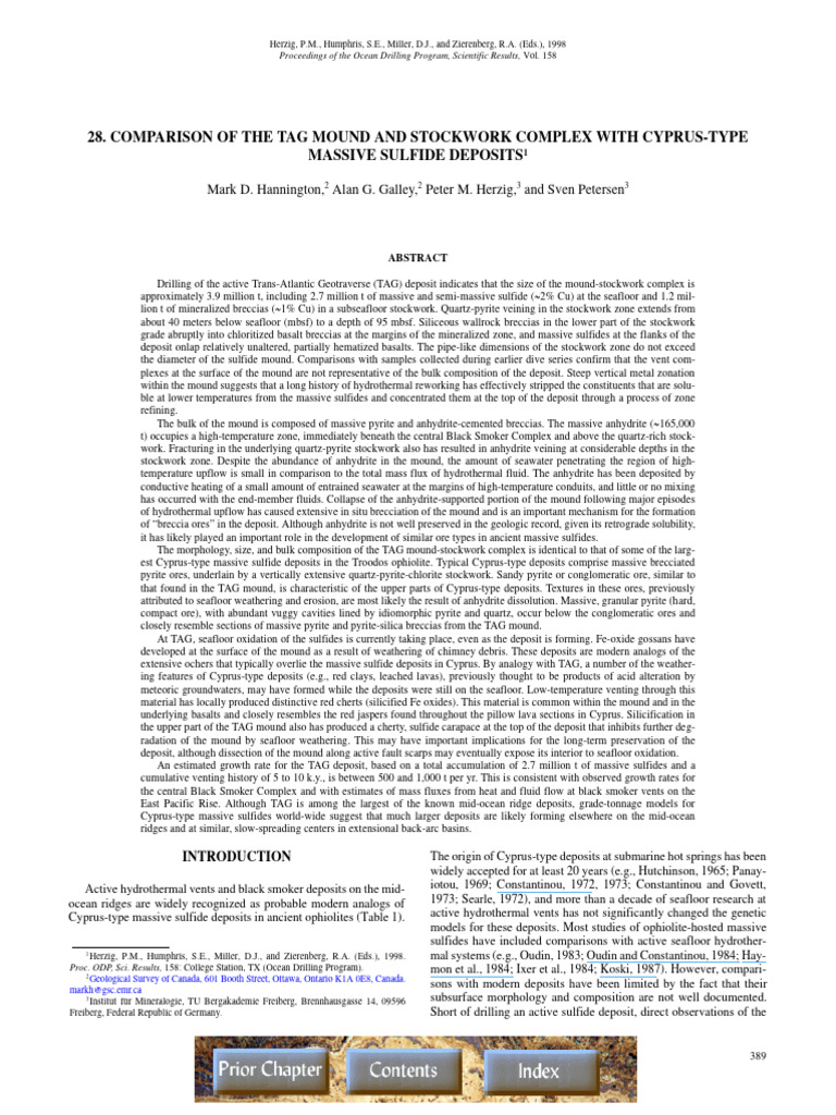 Comparison of The TAG Mound and Stockwork Complex | PDF | Hydrothermal ...