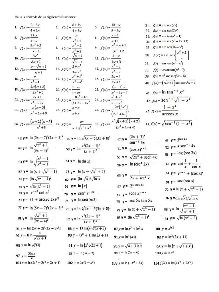 Ejercicios de Derivadas | PDF