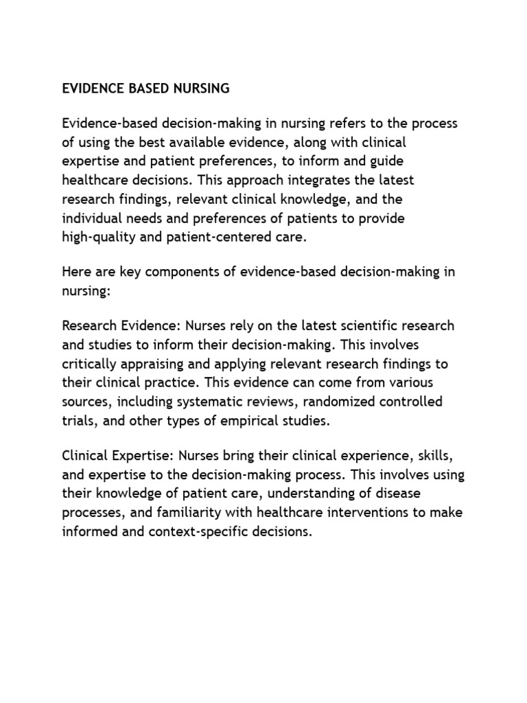 Evidence Based Nursing | PDF | Evidence Based Medicine | Health Care