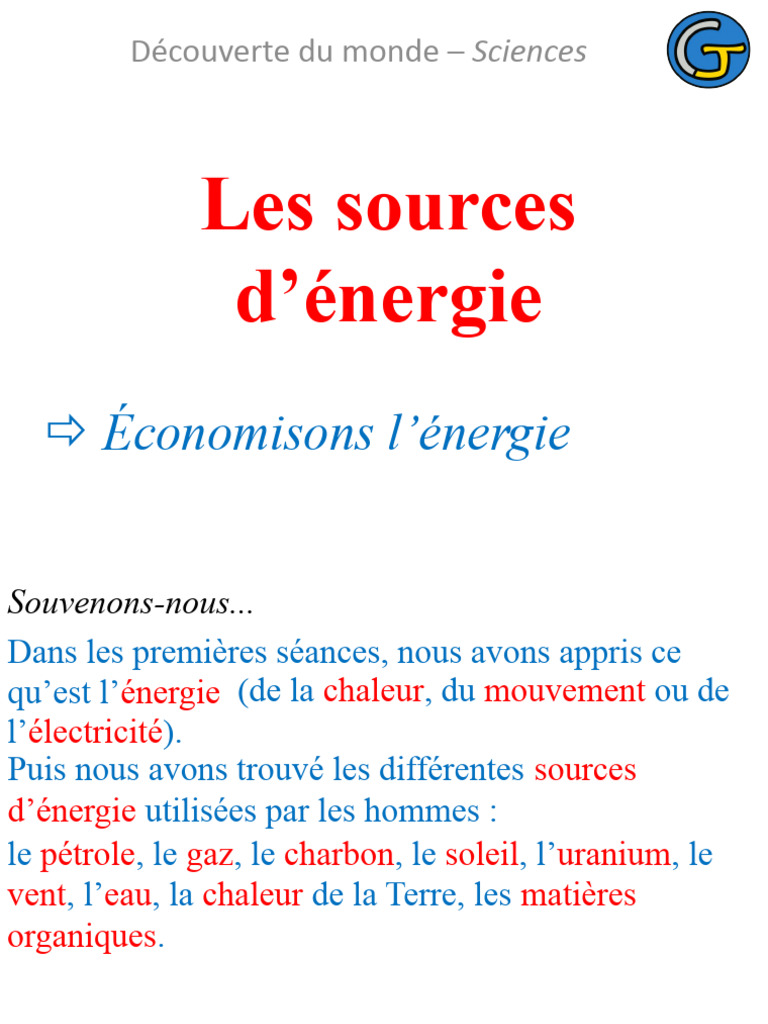 Les Sources Denergie Economisons Lenergie | PDF | Arts du langage et ...