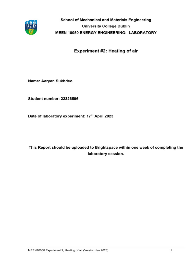 Air Heating Experiment Analysis | PDF | Temperature | Heat