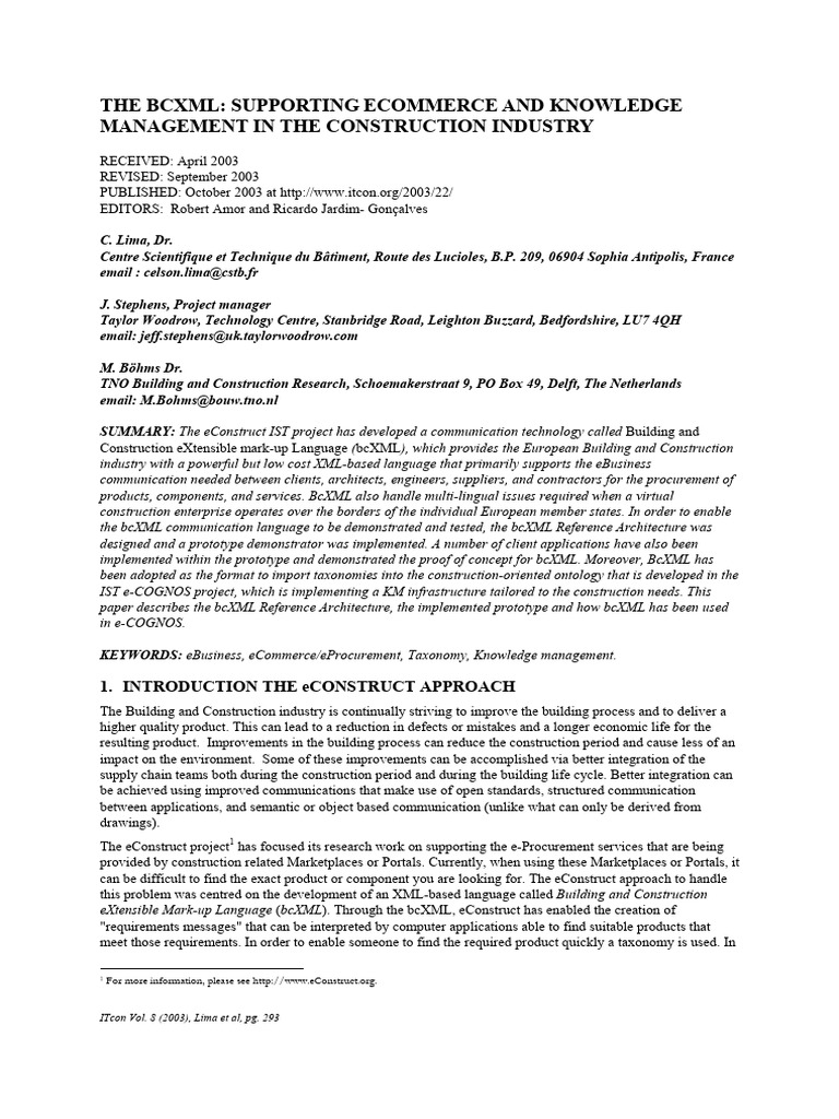 The bcXML-Supporting Ecommerce and Knowledge Management in | PDF | Networking | Internet & Web