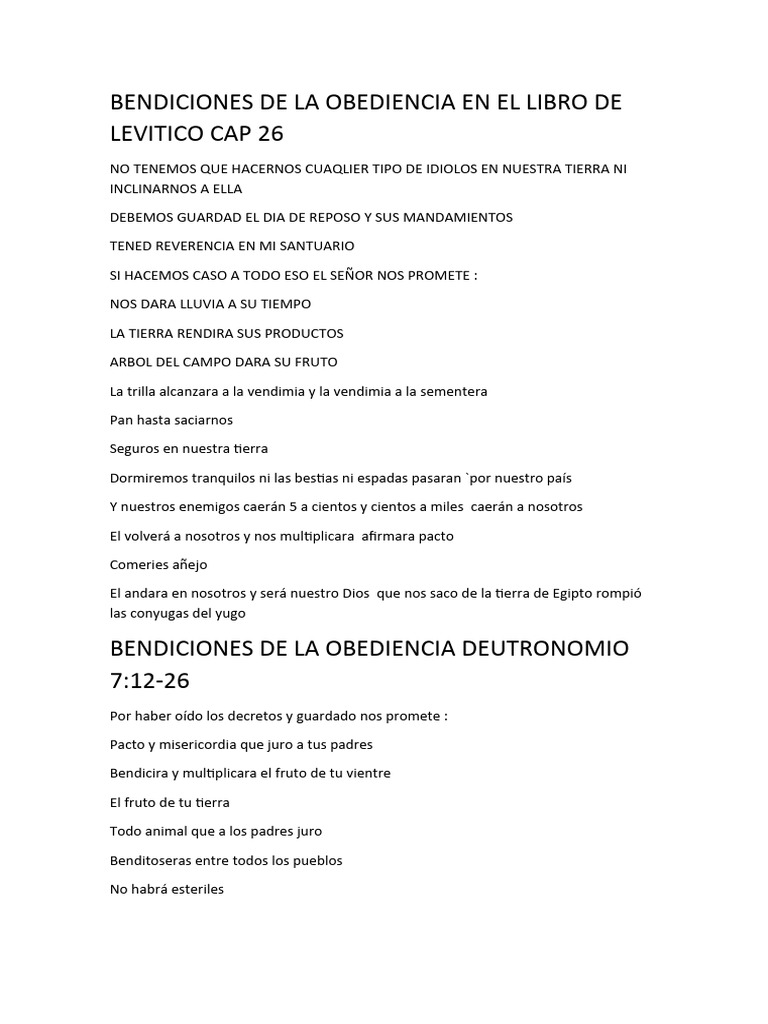 Bendiciones De La Obediencia En El Libro De Levitico Cap 26 Descargar