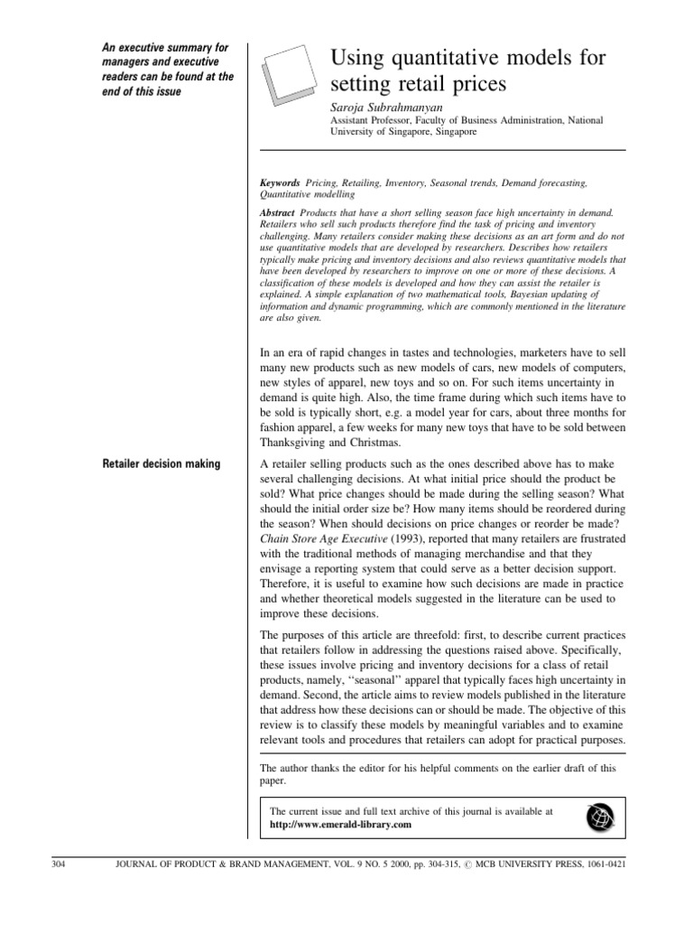 Using Quantitative | PDF | Demand | Prices