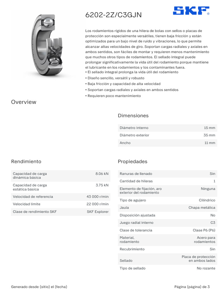 SKF 6202-2Z - C3GJN Specification | PDF | Red mundial | Internet y web