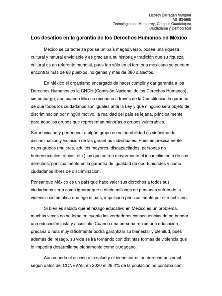 Los Desafíos en La Garantía de Los Derechos Humanos en México | PDF ...