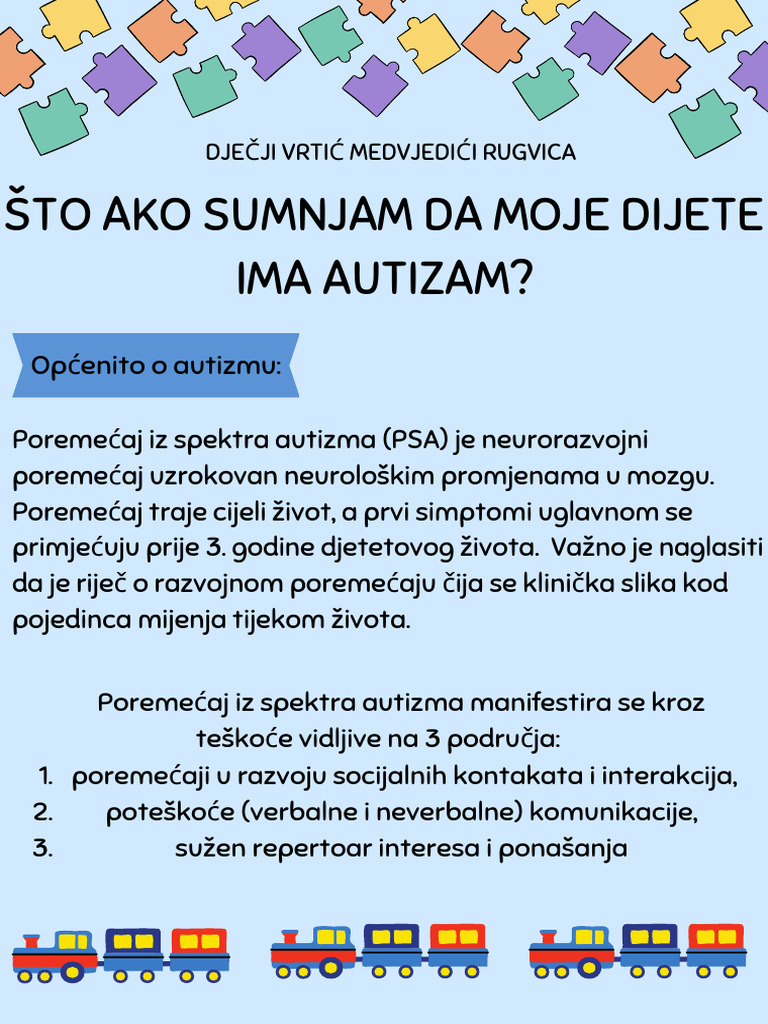 Sto Ako Sumnjam Da Moje Dijete Ima Autizam | PDF
