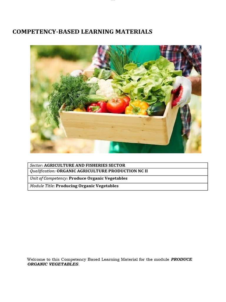 CBLM in Produce Organic Vegetables | PDF | Learning | Cognition