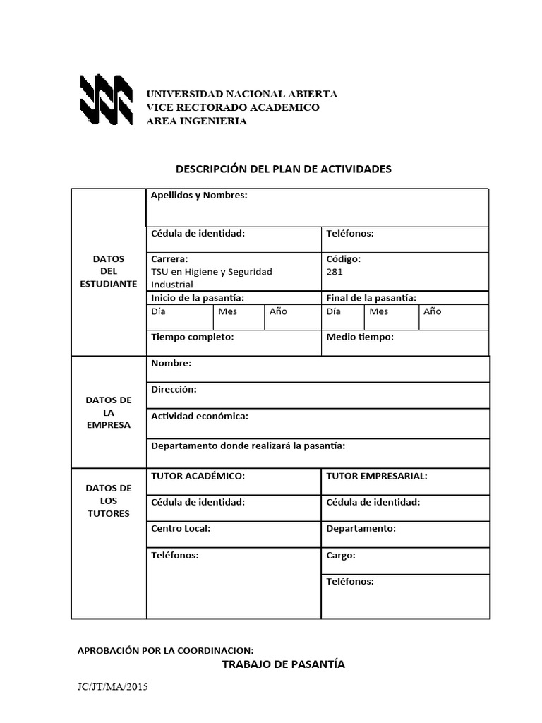 Plantilla Plan de Actividades 257 | PDF