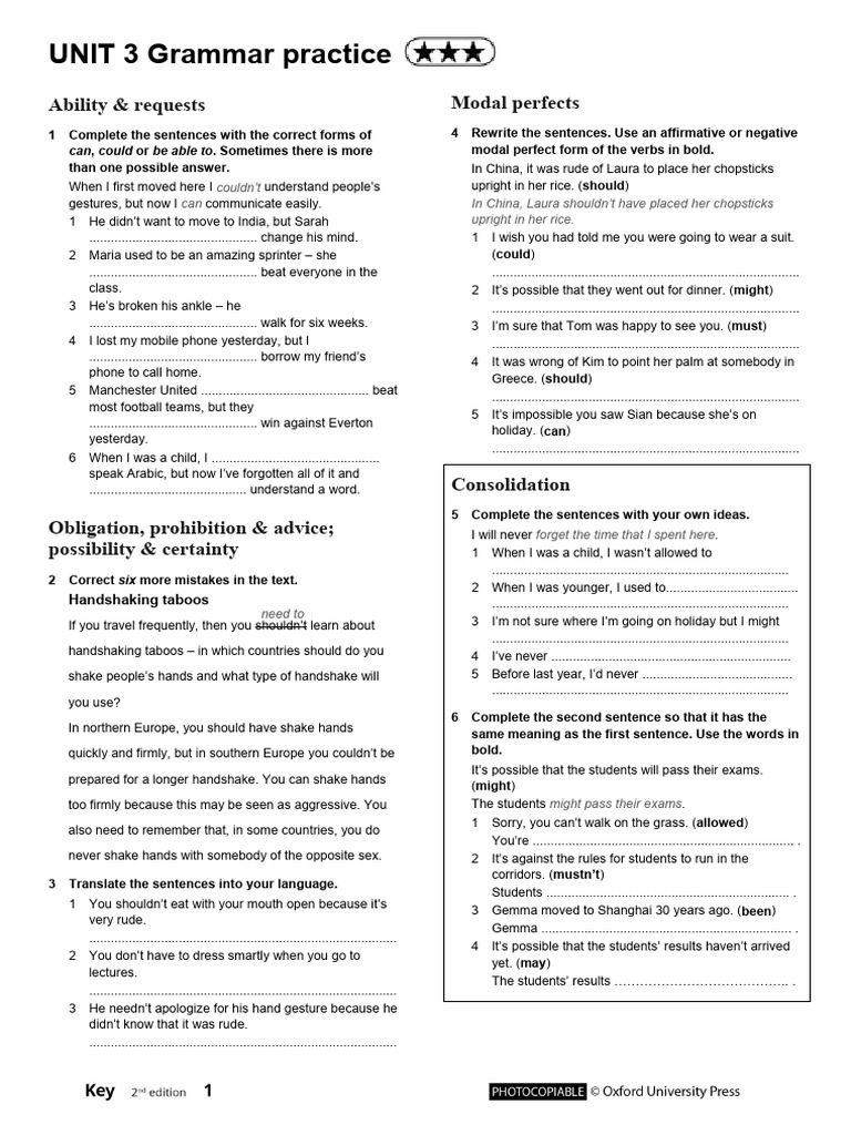 Grammar Unit 3 + | PDF | Grammar | Human Communication