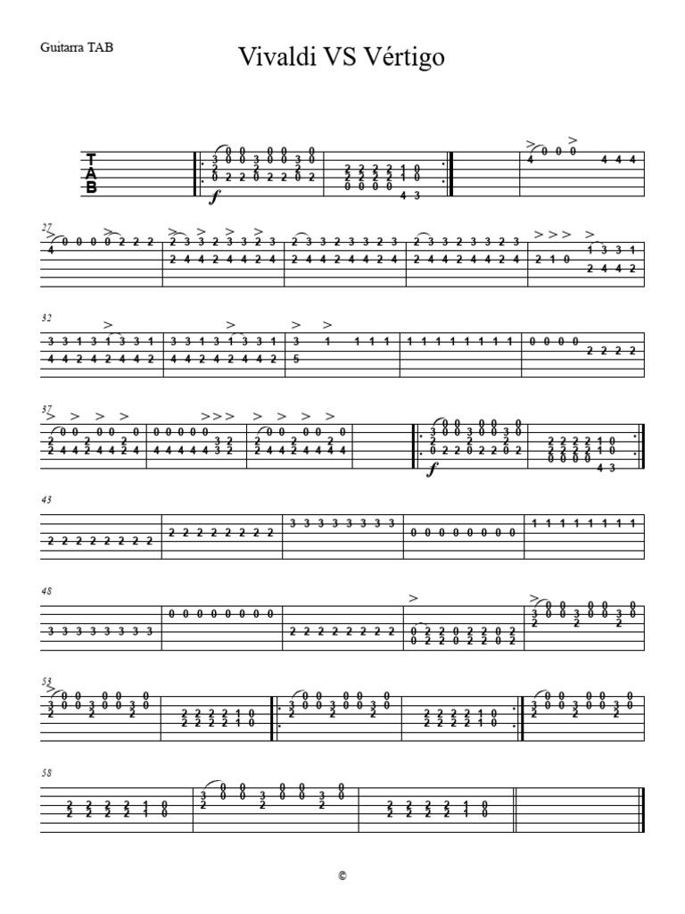 Vivaldi VS Vértigo: Guitarra TAB | PDF