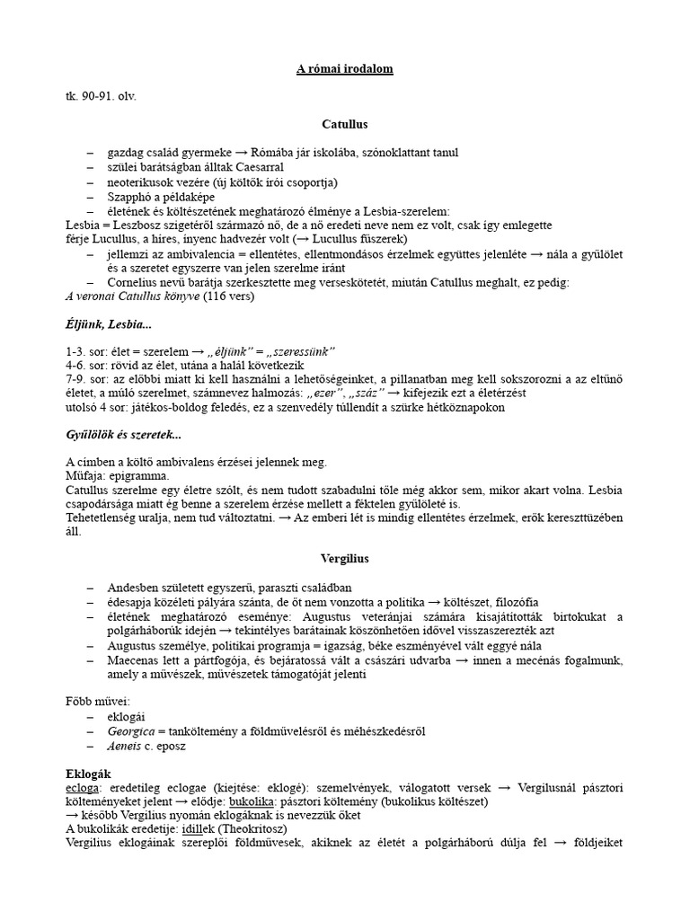 A Római Irodalom | PDF