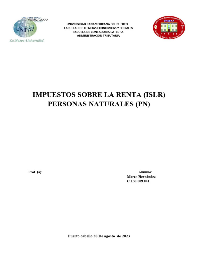ISLR: Cálculo para Personas Jurídicas | PDF | Impuestos | Impuesto sobre la renta