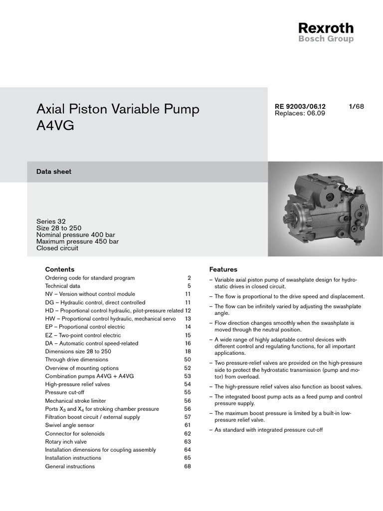 A4VG | PDF | Valve | Pump