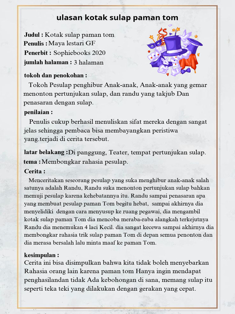 Ulasan Kotak Sulap Paman Tom - 20240206 - 051023 - 0000 | PDF