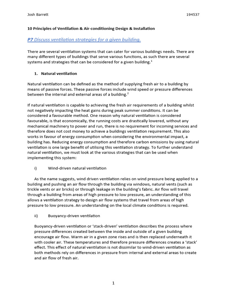 Josh Barrett 194537 - Ventilation and AC Assignment 2 | PDF | Ventilation (Architecture) | Duct ...