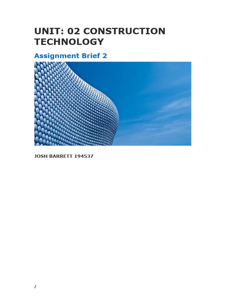 Josh Barrett 194537 Unit 02 Construction Technology Assignment 2 | PDF | Deep Foundation | Concrete