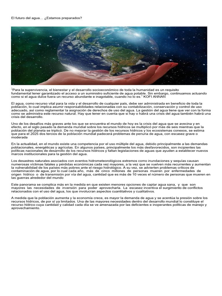 Crisis del Agua: Desafíos y Conflictos | PDF | Agua | Recursos hídricos