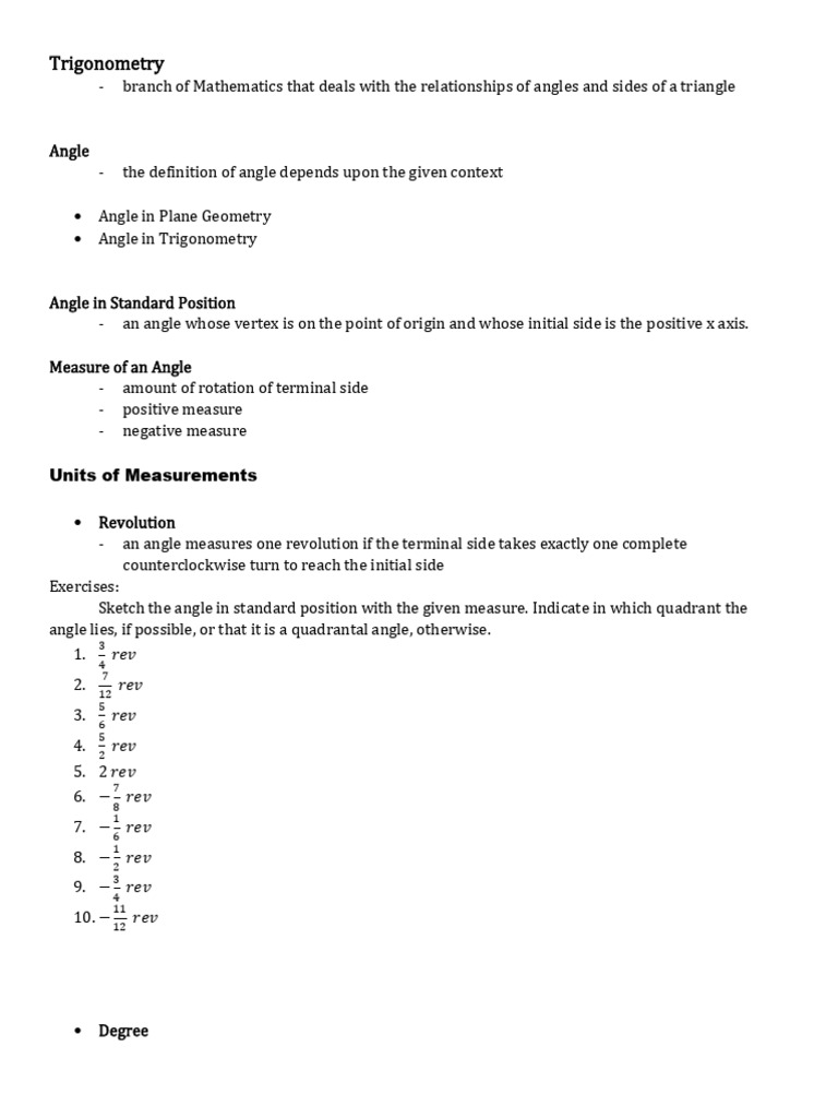 Trigonometry | PDF | Trigonometric Functions | Angle