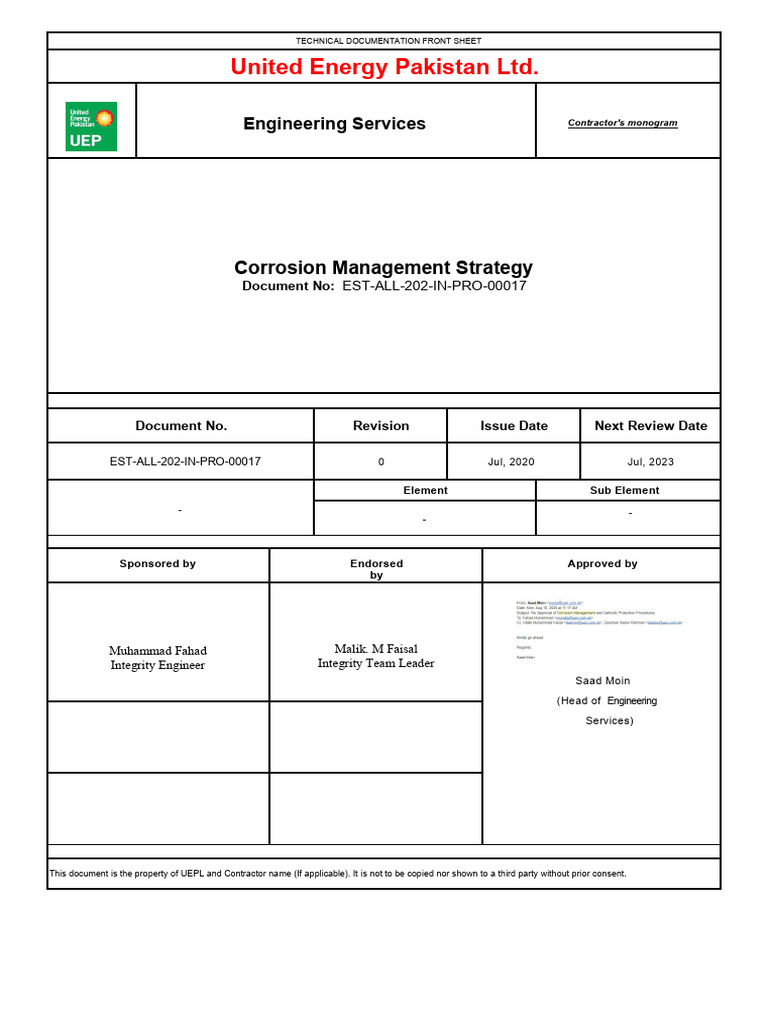 Corrosion Management Strategy Document | PDF | Simulation | Corrosion