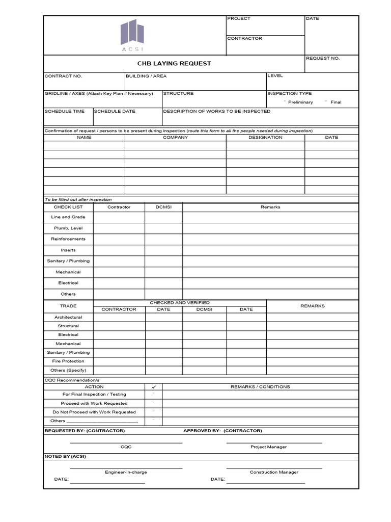 CHB Laying Request Form | PDF