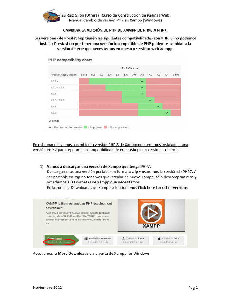 Cambiar La Versión de PHP de Xampp | PDF | Php | Servidor HTTP Apache