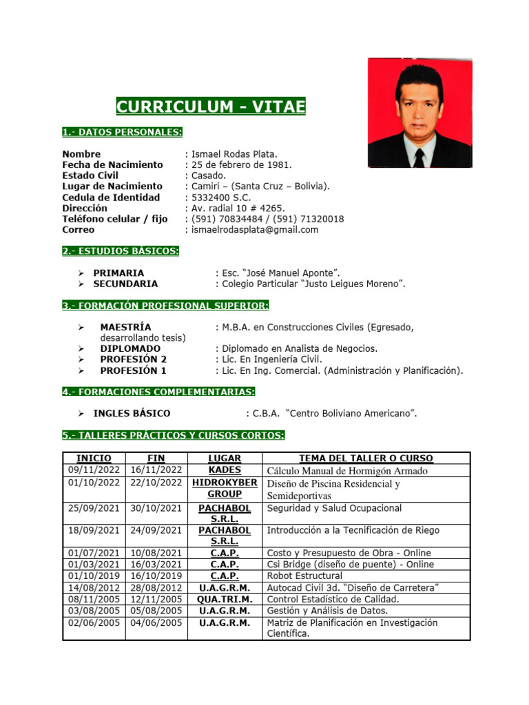 CV Ing. Civil-2 | PDF | Business | Planificación