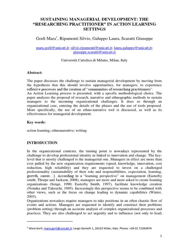 Managerial Development through Action Learning | PDF | Narrative | Learning